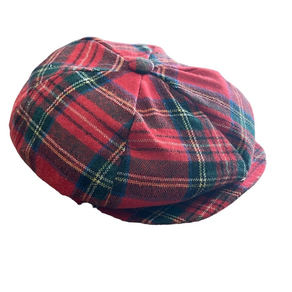 Vintage | Accessories | Vintage Tartan Flat Cap New Boy Button Front ...
